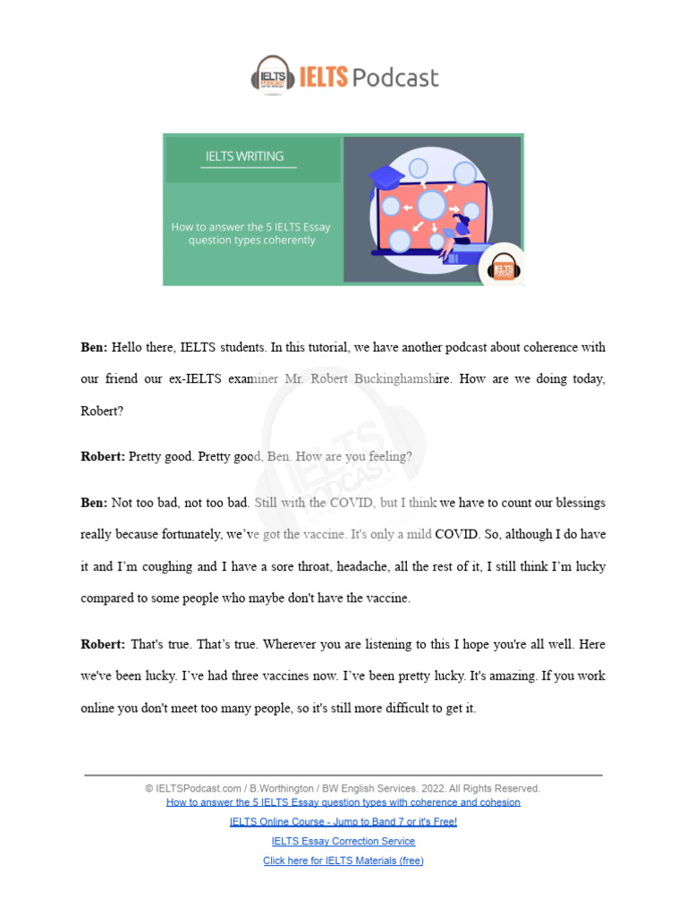 Transcript 562 App How To Answer The 5 IELTS Essay Question Types With ...
