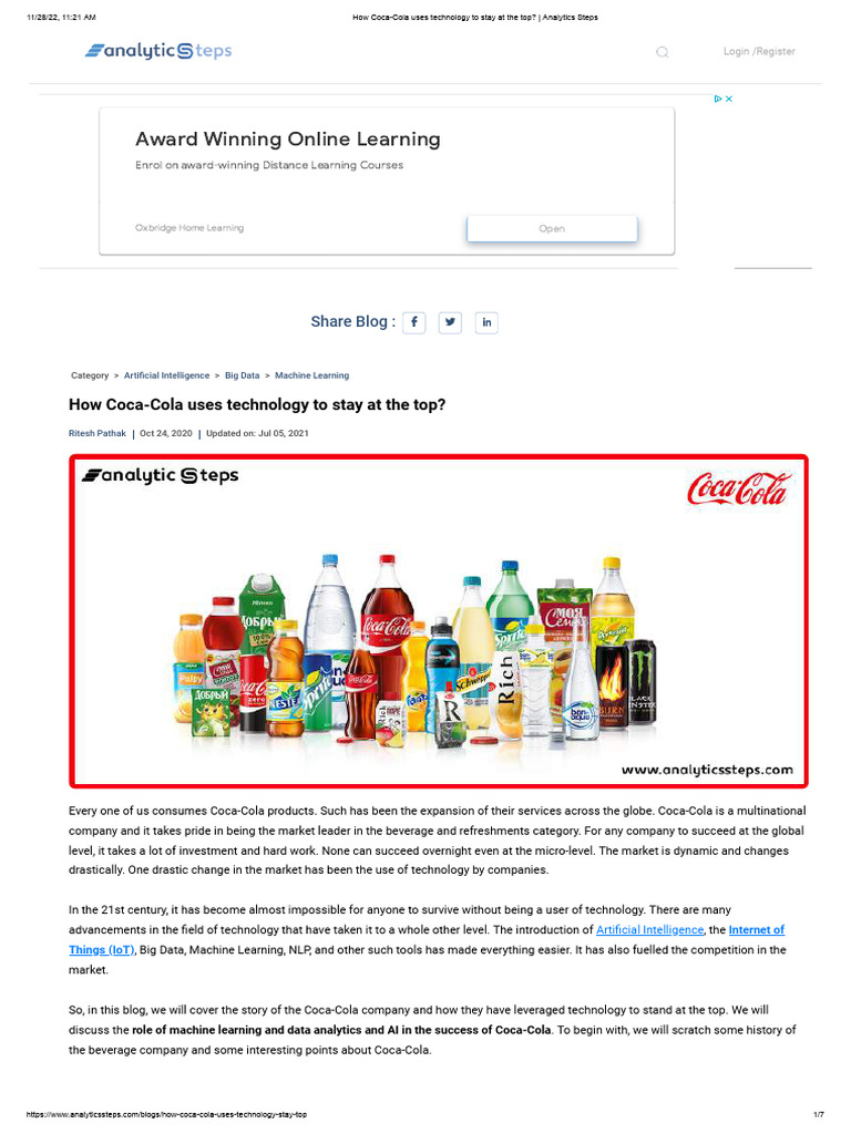 How Coca-Cola Uses Technology To Stay at The Top - Analytics Steps ...