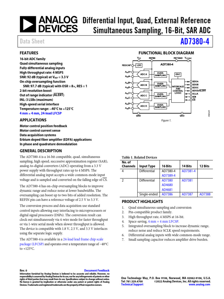 AD7380 | PDF | Analog To Digital Converter | Sampling (Signal Processing)