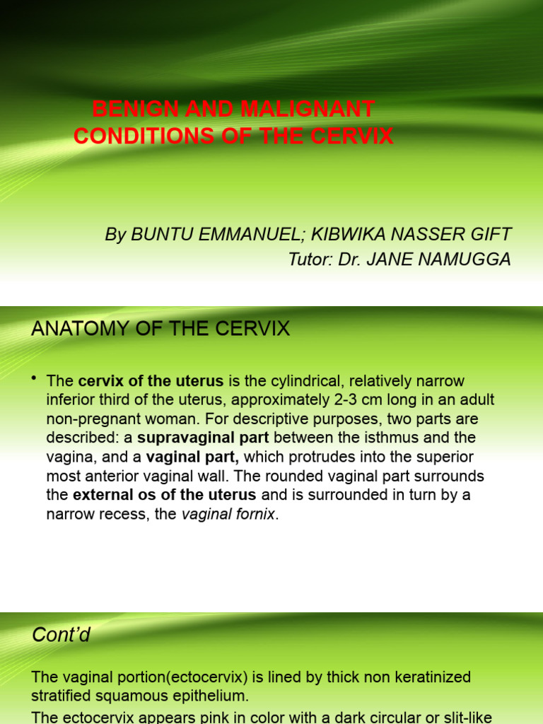 Benign and Malignant Cervical Conditions | PDF | Vagina | Anatomy