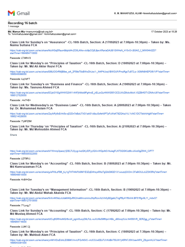 Gmail - Recording 16 Batch | PDF | Accounting | Bangladesh