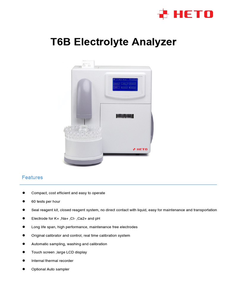 Electrolyte Analyzer T6B | PDF | Ph | Electrolyte
