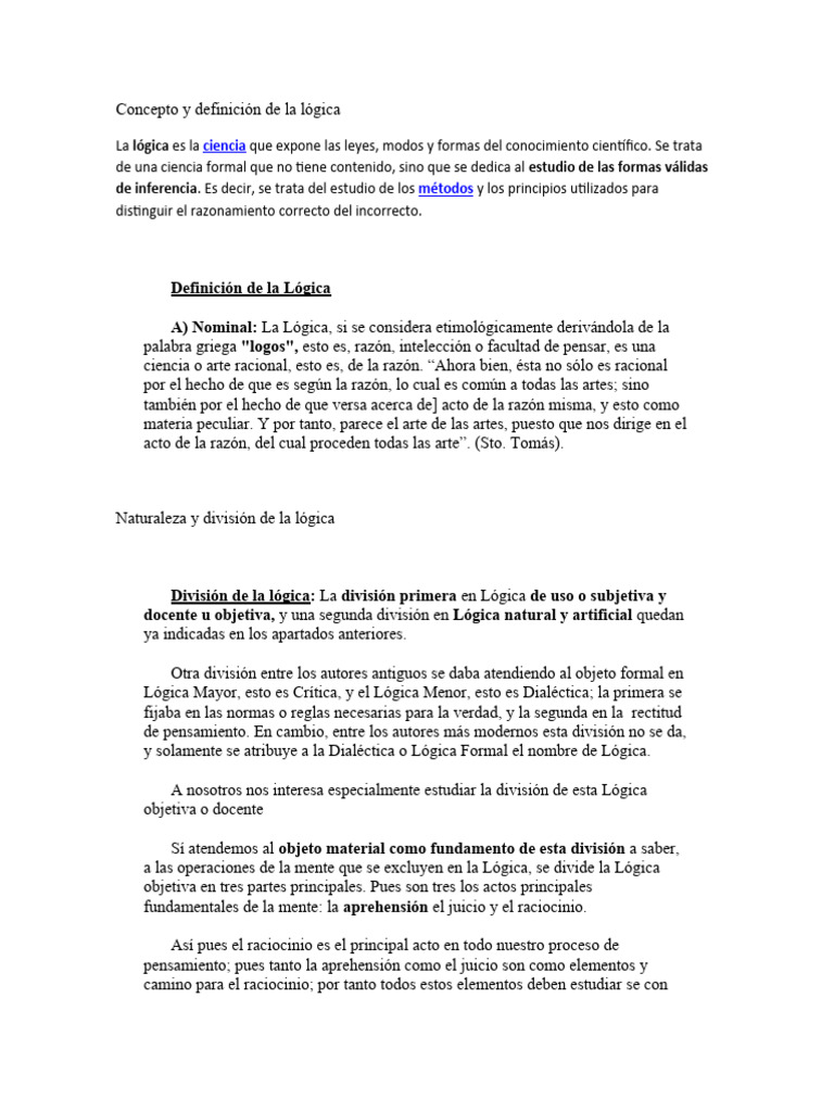 Concepto y Definición de La Lógica | PDF | Razón | Ontología