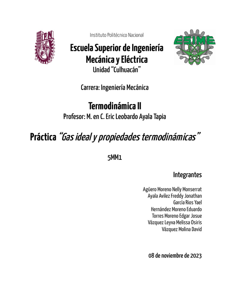 Practica 2 Termo | PDF | Gases | Boson