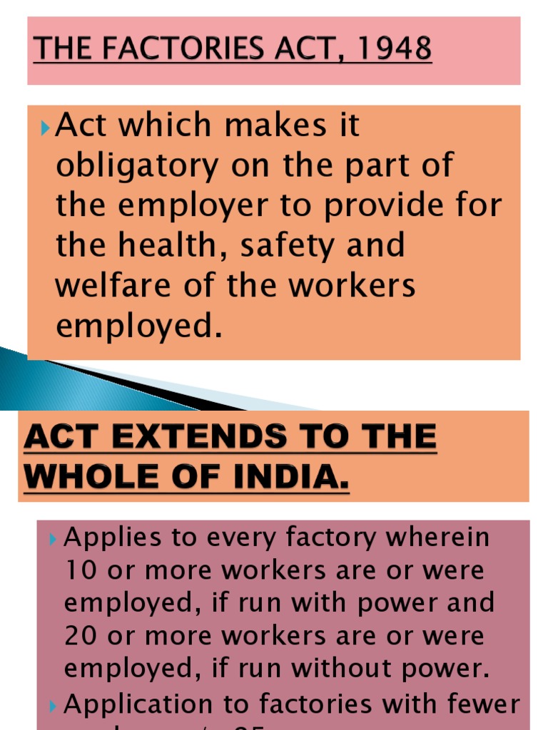 Factory Act Presentation | PDF | Overtime | Employment
