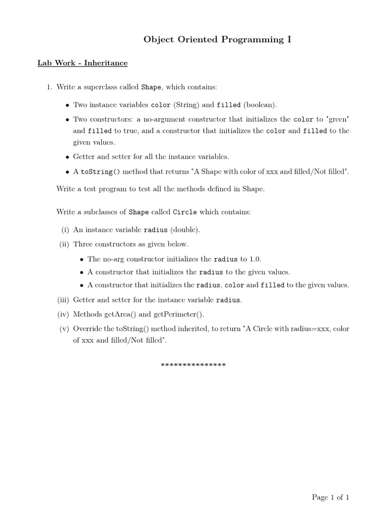 Object-Oriented Programming: Shape & Circle | PDF | Teaching Methods ...