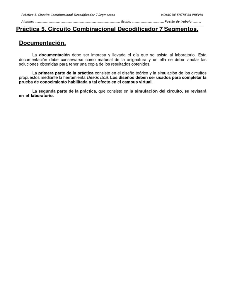 Practica 5 - Circuitos Combinacionales | PDF | Puerta lógica | Decimal codificado en binario