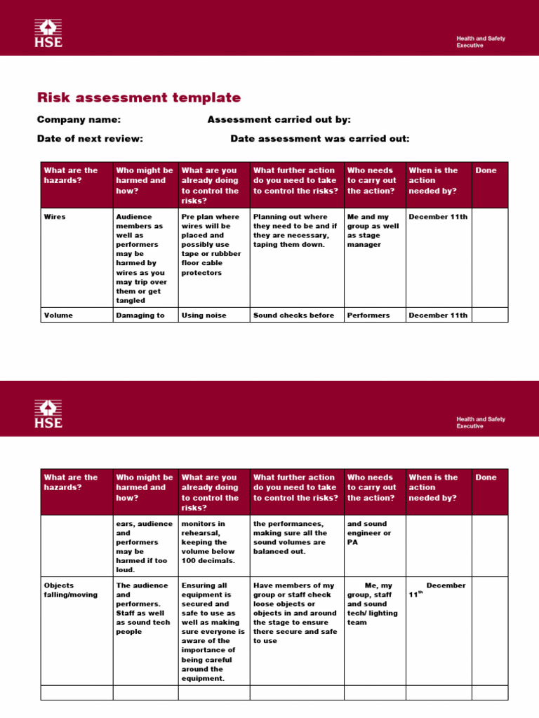 Risk Assessment Template - Copy 1 | PDF | Risk | Workplace