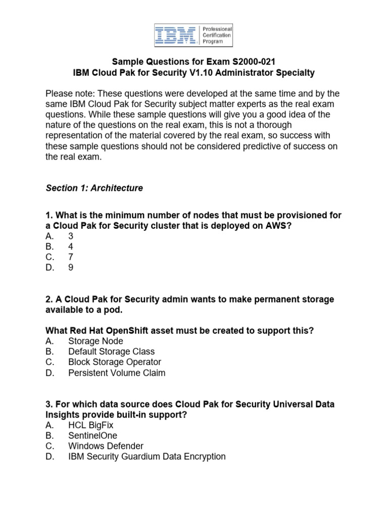 S2000-021 Sample Questions | PDF | Cloud Computing | Computing