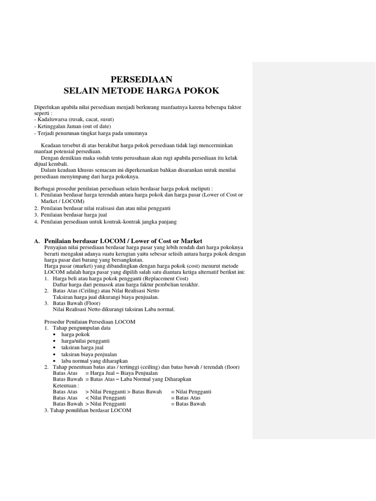 Penilaian Persediaan dengan Metode LOCOM | PDF