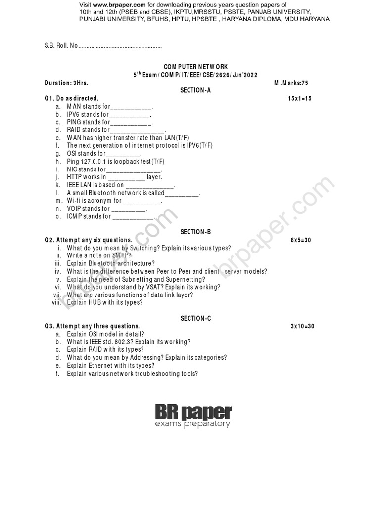 CN (5th) May2022 | PDF | Computer Network | Osi Model