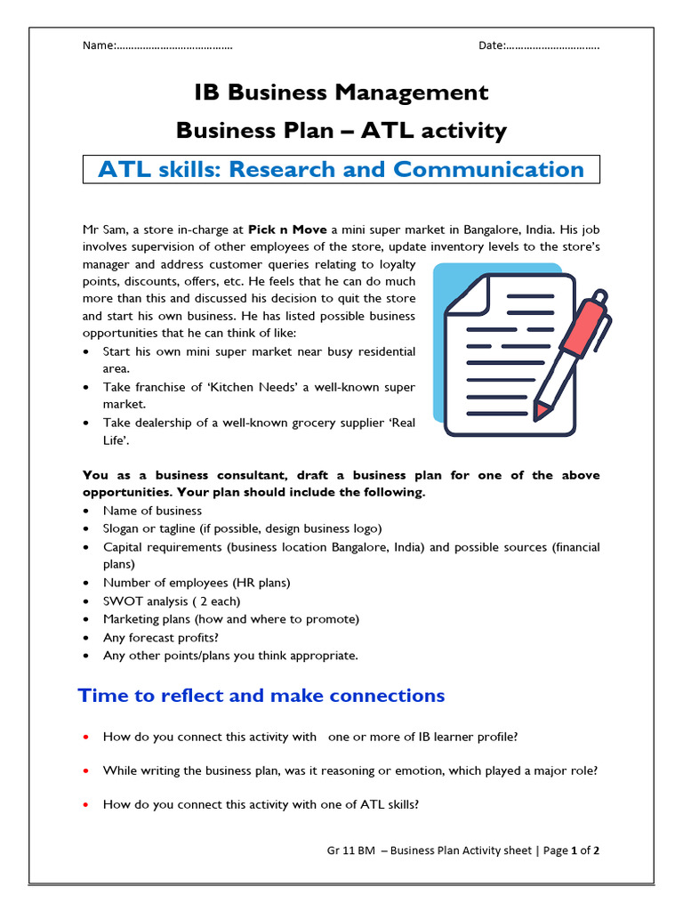 Business Plan Activity for IB Students | PDF | Marketing | Business ...