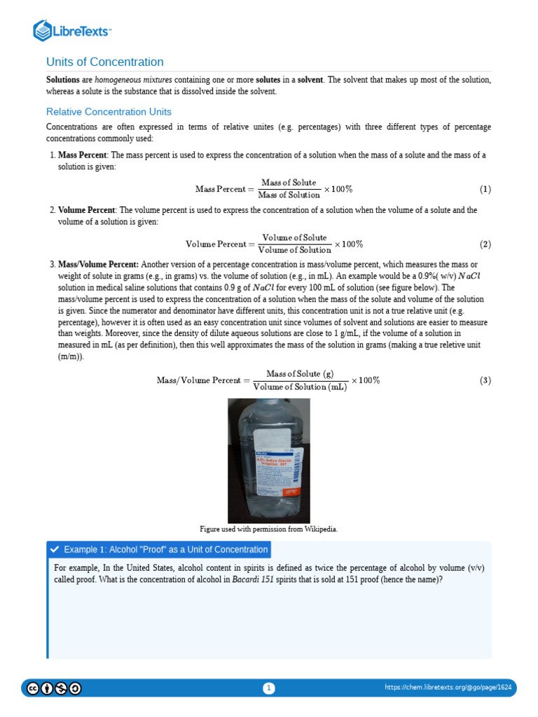 Units of Concentration | PDF | Mass Concentration (Chemistry) | Parts ...