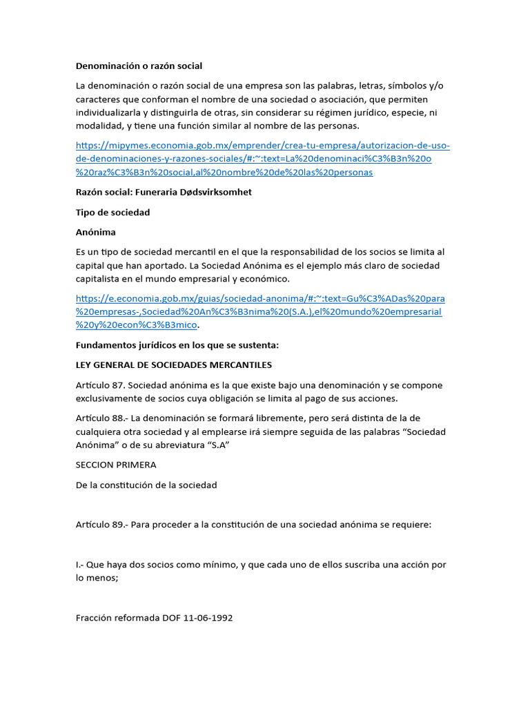 Razón Social en Sociedades Anónimas | PDF | Negocios | Finanzas y dinero