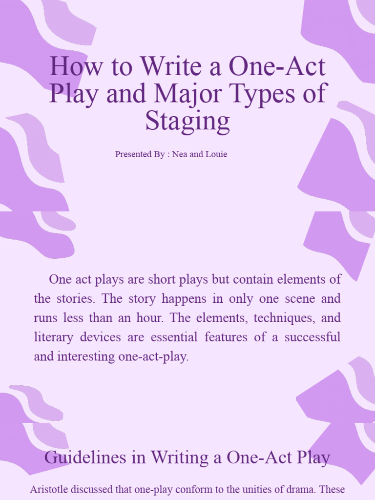 Writing One-Act Plays: Guidelines & Staging | PDF | Entertainment ...
