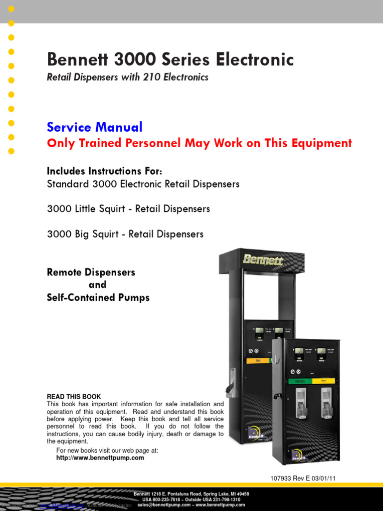Bennett 3000 Series Dispenser Manual | PDF | Pump | Power Supply