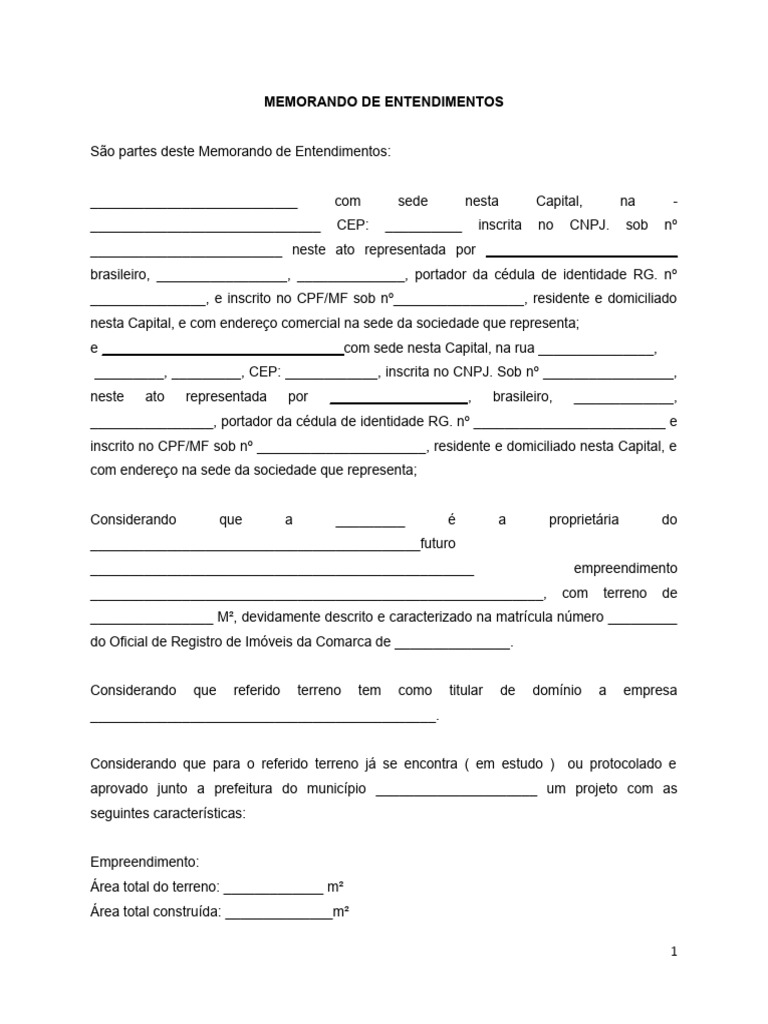 Modelo de MOU (Memorandum of Understanding) | PDF | Orçamento