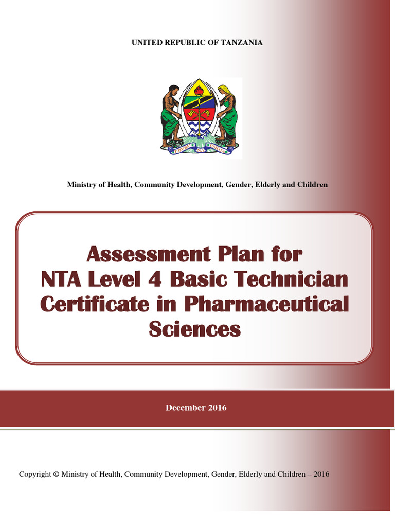 Nta Level 4 Assessment Plan 16.12.16 | PDF | Medical Prescription ...
