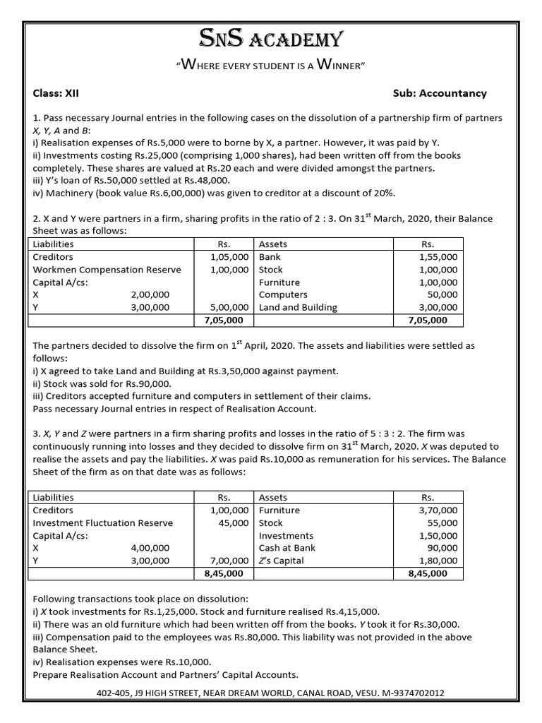 Class 12 Accounts SC Sample Paper Dissolution 25.12.20 Que and Ans ...
