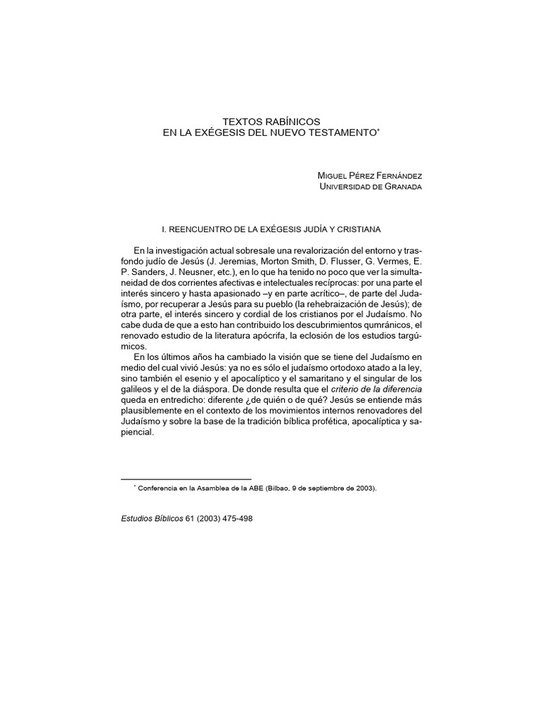 Textos Rabínico en La Exegesis Del NT | PDF | Jesús