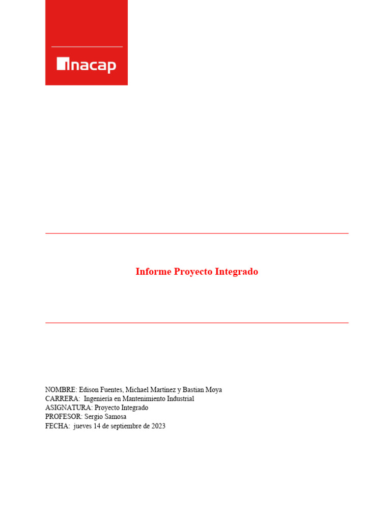 Informe Proyecto Integrado Completo | PDF