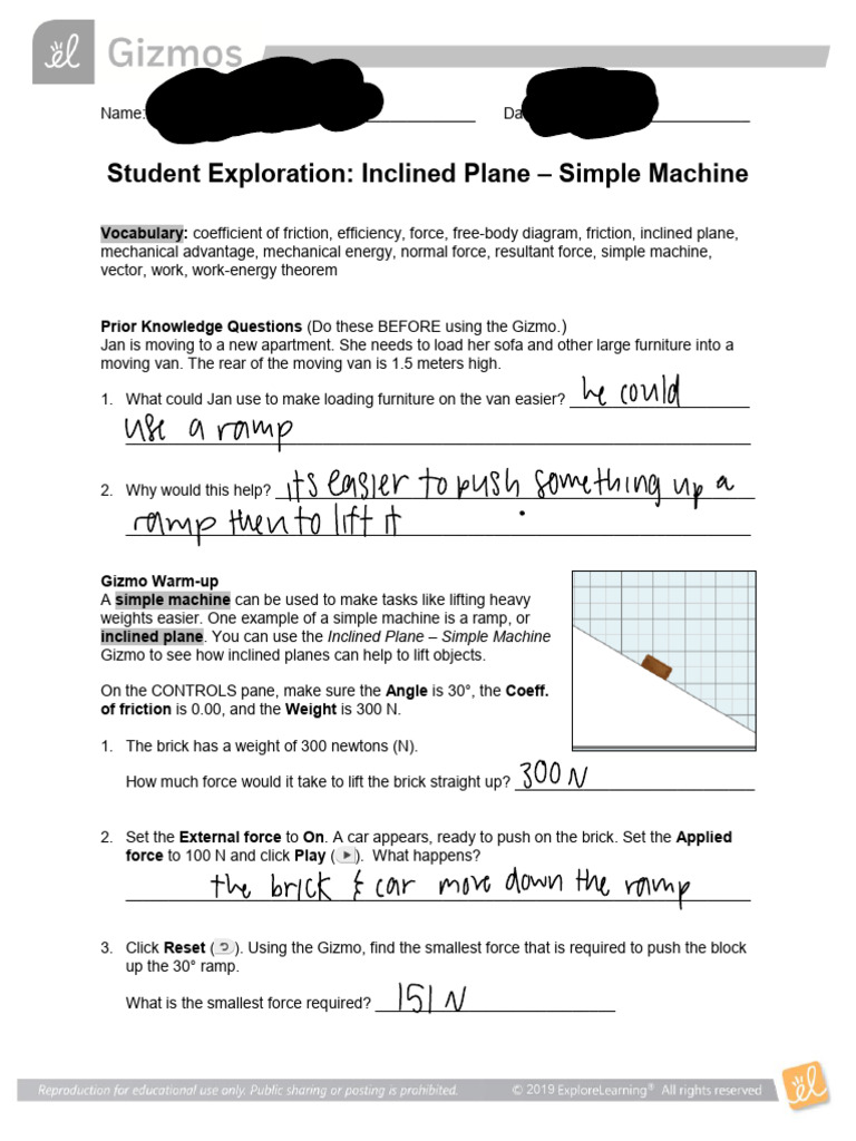 Inclined Plane Simple Machine Guide | PDF | Force | Friction