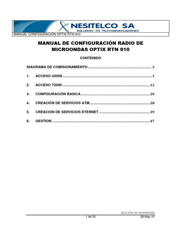 Manual Configuracion Optix RTN 910 | PDF | Controlador de interfaz de ...