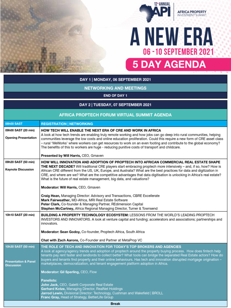 2021 API Summit Virtual Agenda 5 Day Web | PDF | International Finance Corporation | Real Estate ...