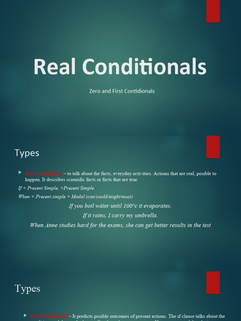 Real Conditionals Grammar Drills Grammar Guides Picture Description - 128619 | PDF | Grammar ...