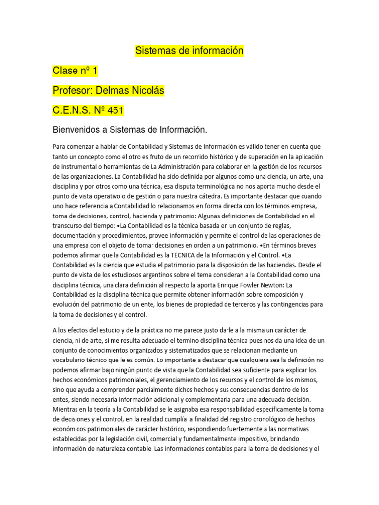 Clase 1 Sistemas de Información 2023 | PDF | Contabilidad | Business