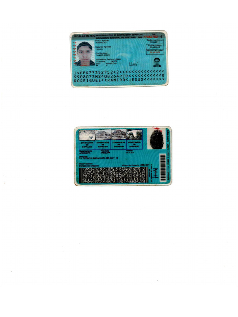 Dni Ramiro Jesus Rodriguez Ccoto | PDF