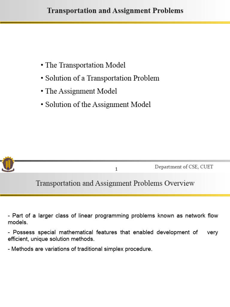 Transportation | PDF | Linear Programming | Computer Programming