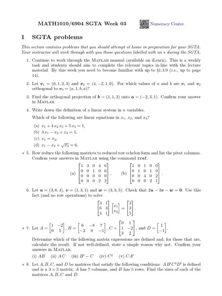 Sgta 3 | PDF | Matrix (Mathematics) | Matrix Theory
