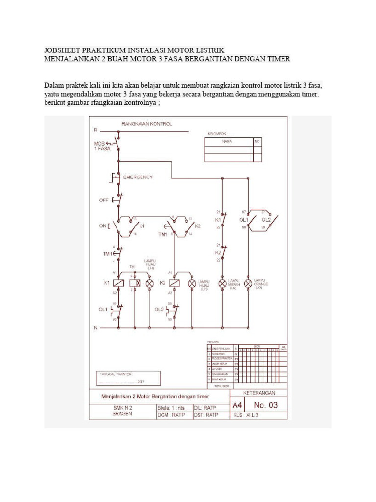 Jobsheet Praktikum PLC Instalasi Motor Listrik | PDF