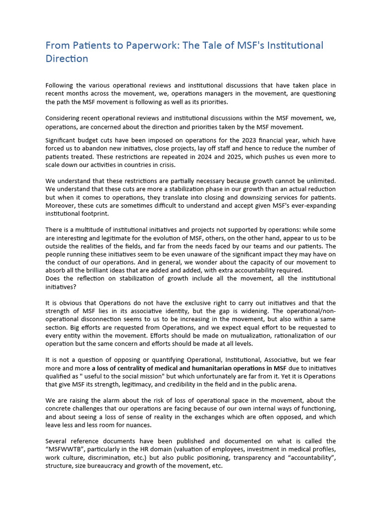 From Patients To Paperwork | PDF | Médecins Sans Frontières | Medicine