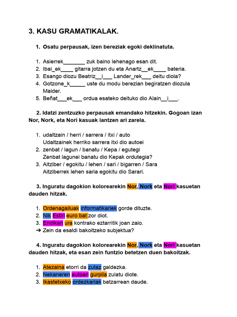 María Rodríguez Gauna - 3. Kasu Gramatikalak | PDF