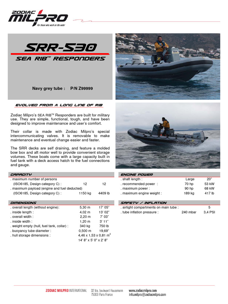 Zodiac Milpro - SRR 530 | PDF | Manufactured Goods