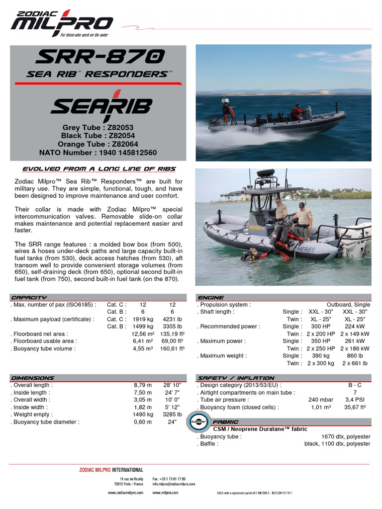 Zodiac Milpro - SRR 870 | PDF | Manufactured Goods