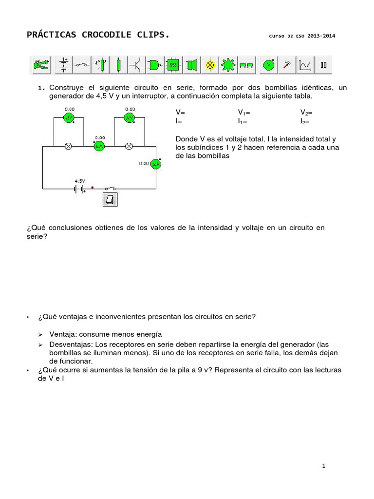Prácticas Crocodile Clips. | PDF | Resistencia Eléctrica y Conductancia ...