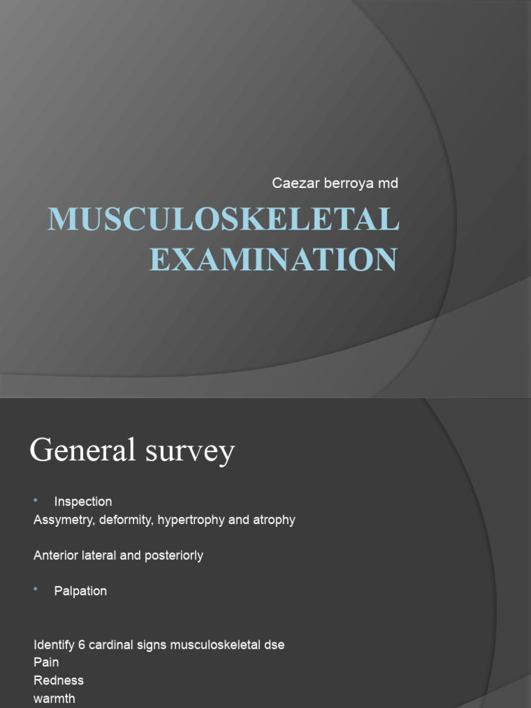 Musculoskeletal Examination | PDF | Carpal Tunnel Syndrome | Clinical ...