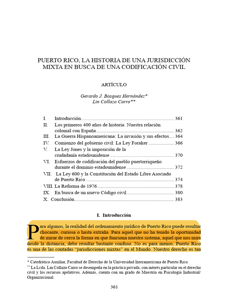 Puerto Rico La Historia de Una Jurisdiccion Mixta en Busca de Una ...