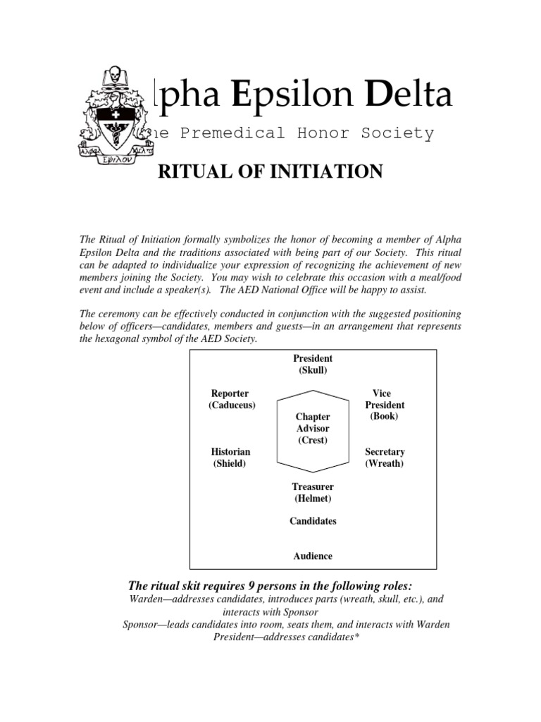 Alpha Epsilon Delta Ritual - Pre-Medical 2011 | PDF | Fraternities And ...