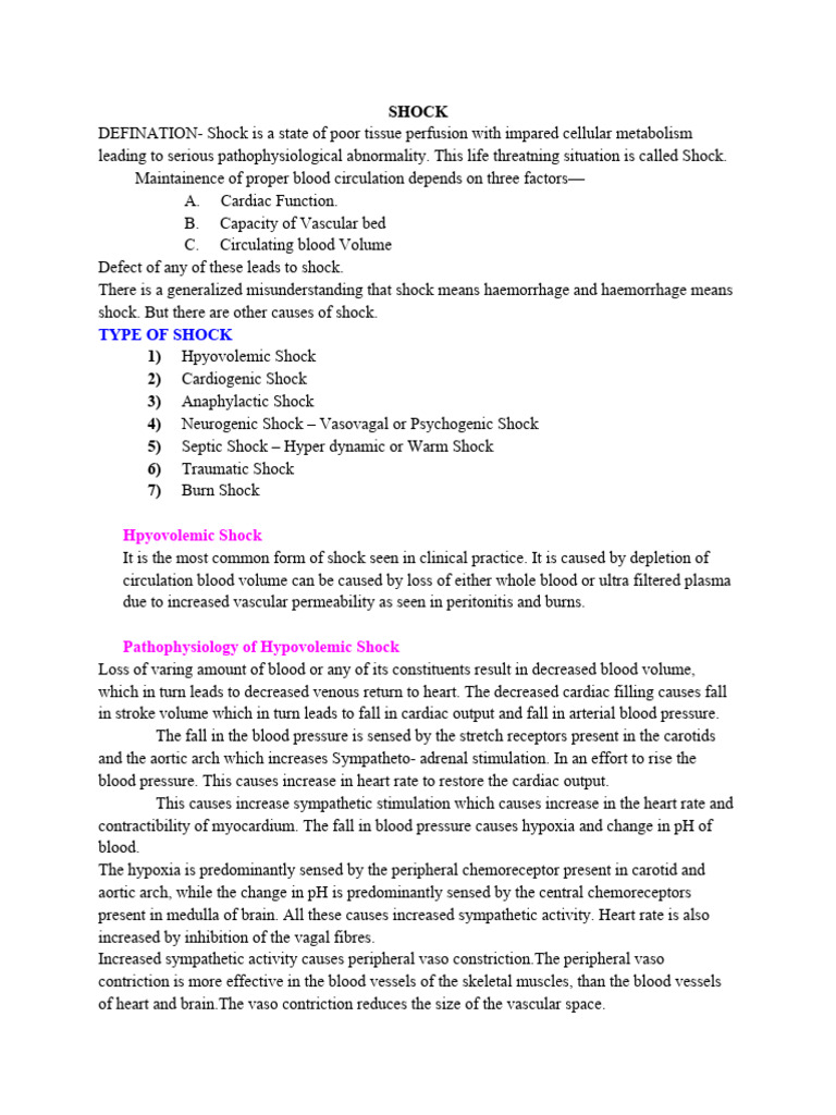Shock Notes | PDF | Shock (Circulatory) | Sepsis