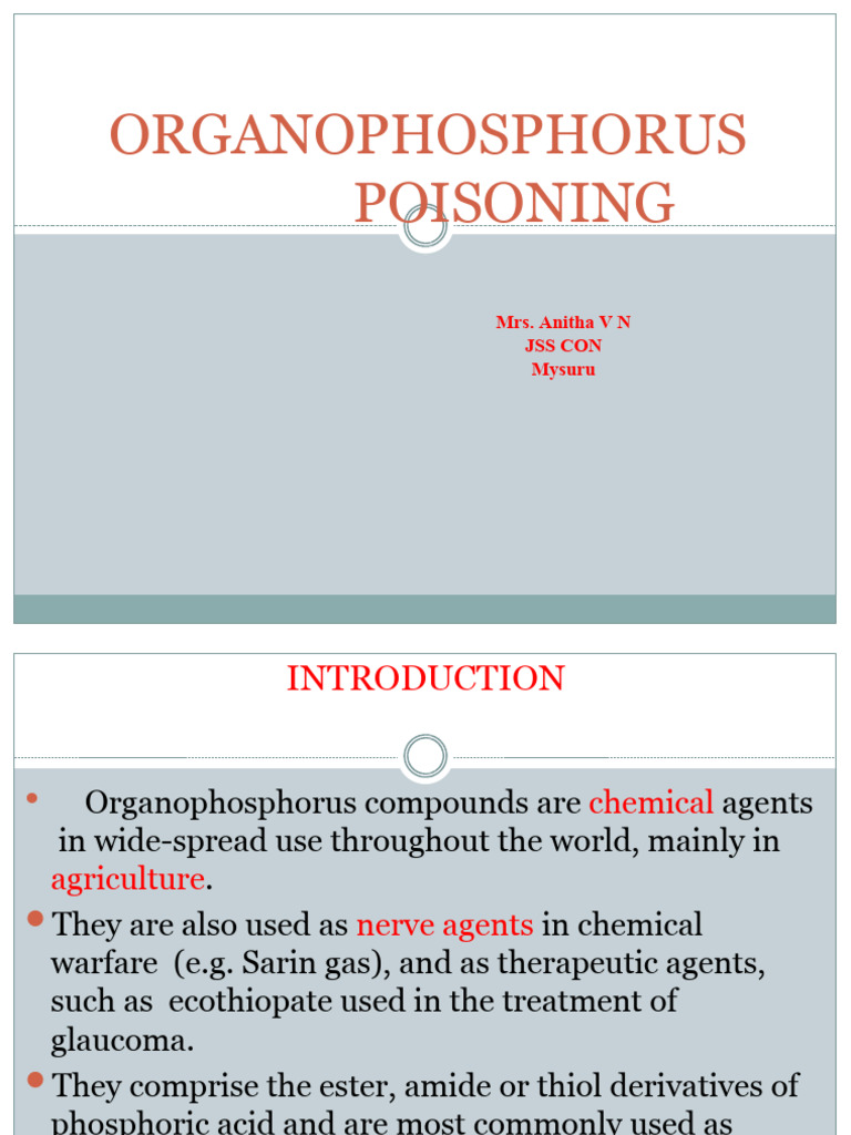 O P Poisoning Anitha | PDF | Acetylcholine | Chemistry