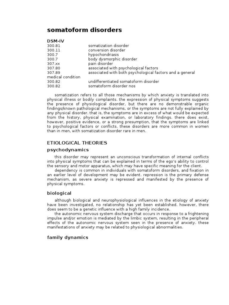 Understanding Somatoform Disorders | PDF | Anxiety | Pain