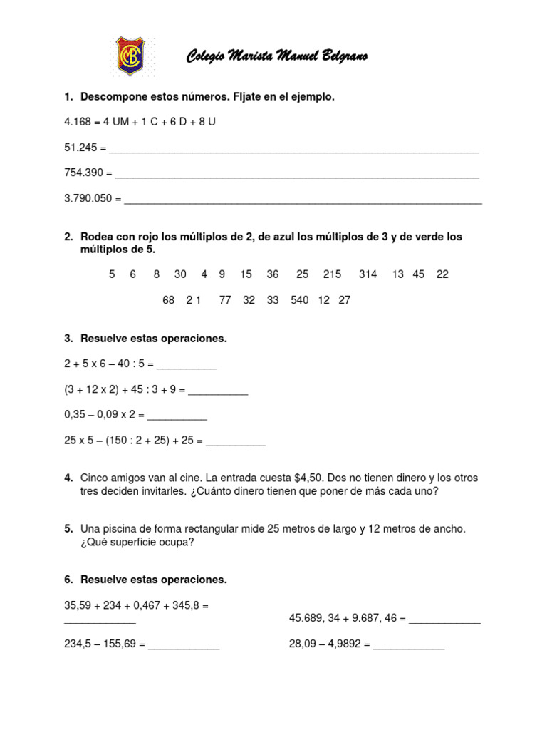 Cuadernillo de Matematicas de 6to Grado | PDF | Geometría Elemental ...