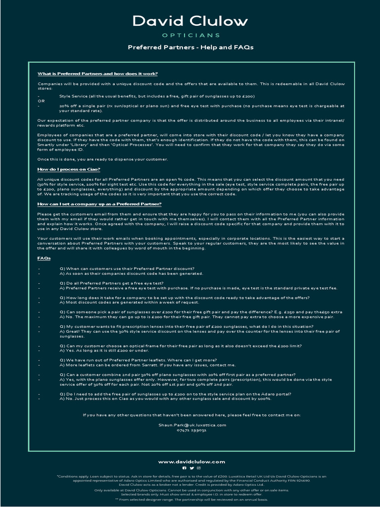 Preferred Partner Optician Offers | PDF | Sunglasses | Economies