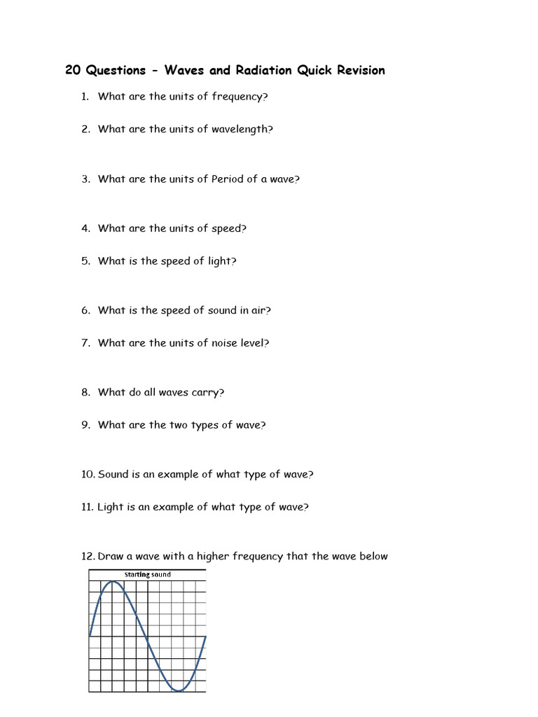 S3 Waves 20 Revision Questions | PDF