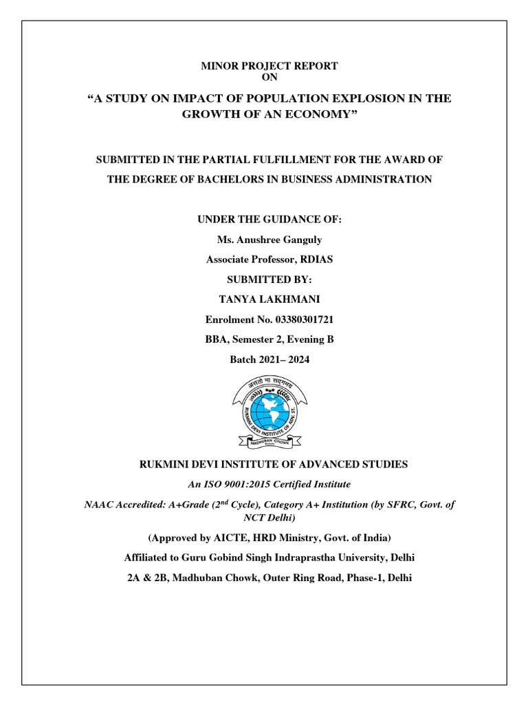 Tanya Minor Project Final Draft | PDF | Economic Growth | Gross Domestic Product