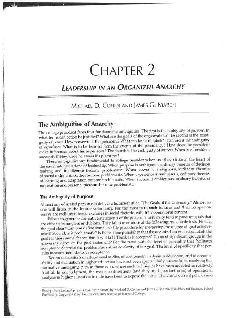 Leadership in An Organized Anarchy - Capitulo2 | PDF